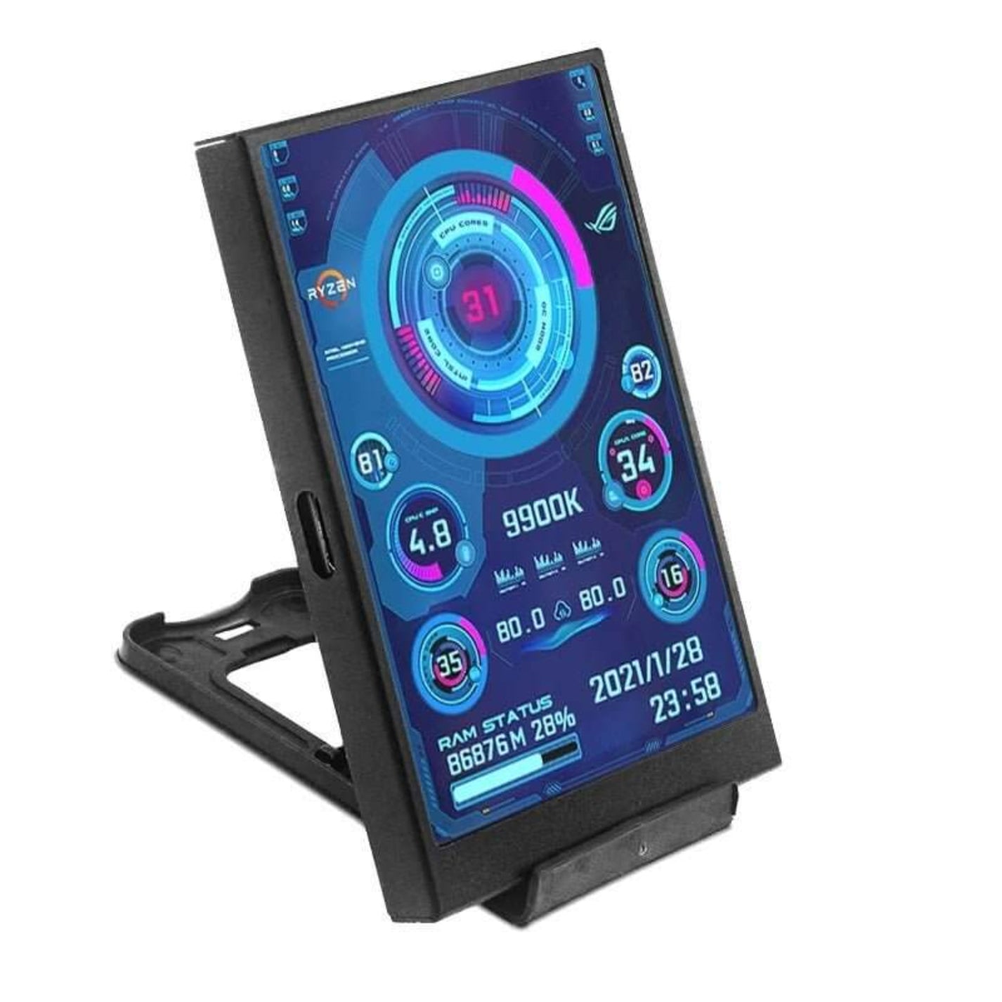 3.5" IPS Type-C Mini Monitor for PC System Stats (No AIDA64)