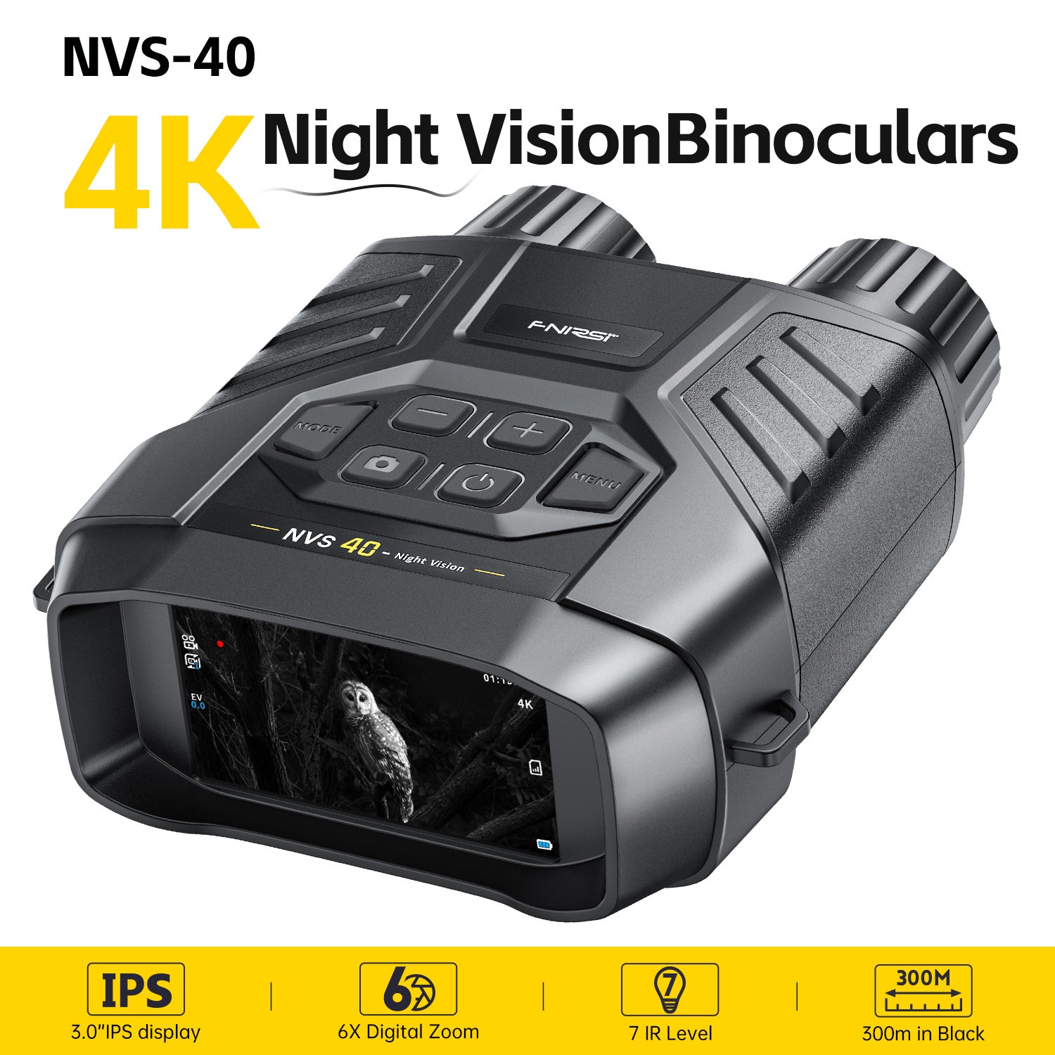 FNIRSI NVS-40 4K Night Vision Binoculars | 300M Digital Zoom